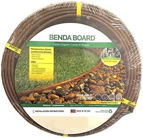 Landscape & Garden Thick Bender Board Edging Kit 3.3" x 16'ft Brown ...